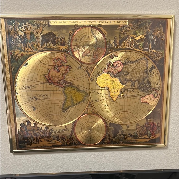 Wall Decor | Nova Orbis Tabula In Lucem Edita Gold And Black World Map Art | Poshmark